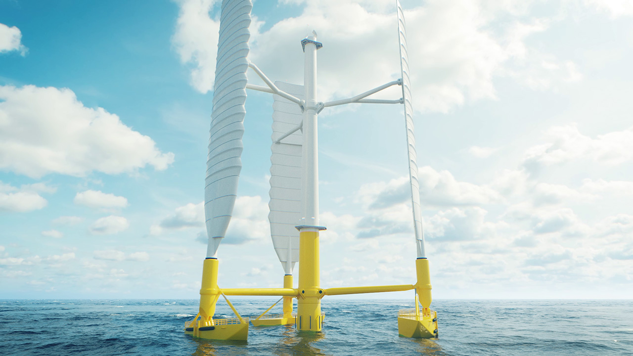 Spar type vertical axis wind turbine concept | Perspective